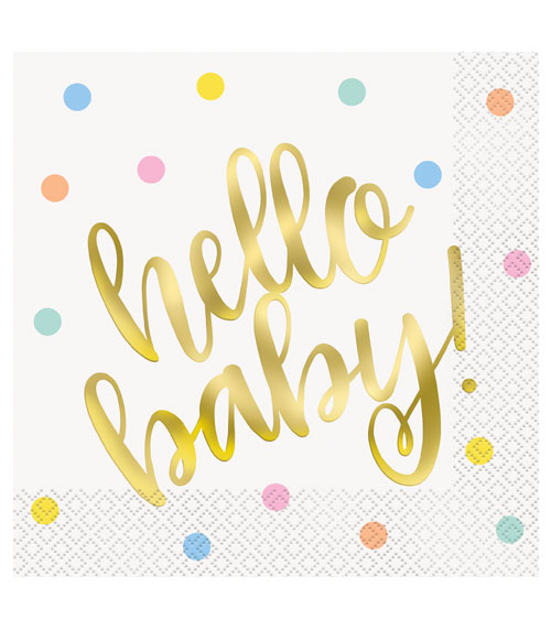 Babyparty Deko „Hello Baby!“ mit Punkten und Gold